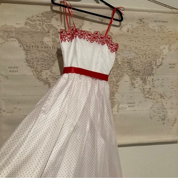Vicky Vaughn | Dresses | Vintage Prom Dress Homecoming Junior Red White ...